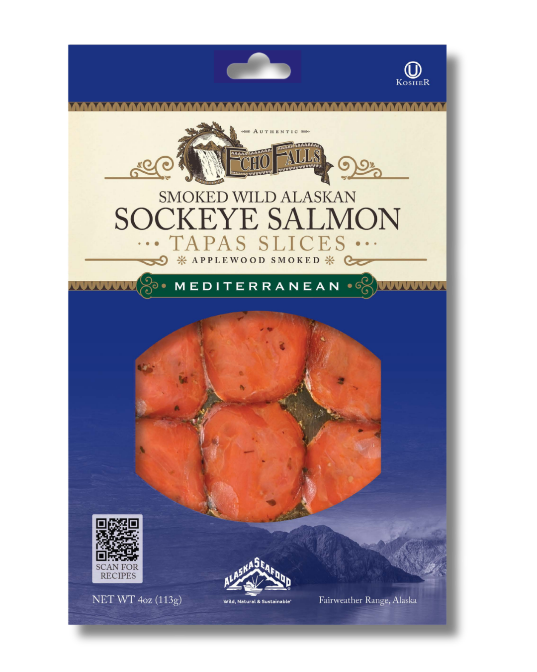 Echo Falls Smoked Wild Alaska Sockeye Salmon Tapas (4oz) | Echo Falls ...